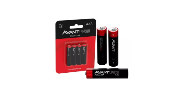 Kit De Pilhas Alcalinas AAA Com 4 Unidades 1.5v - Avant